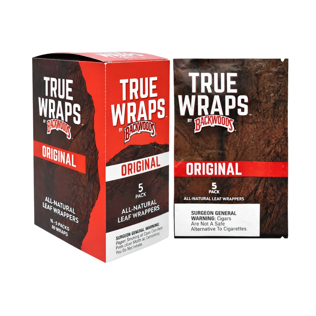 True Wraps by Backwoods Original – 16 Packs of 5 (80 Wraps)