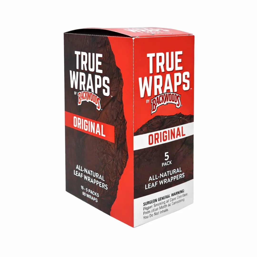 True Wraps by Backwoods Original – 16 Packs of 5 (80 Wraps)